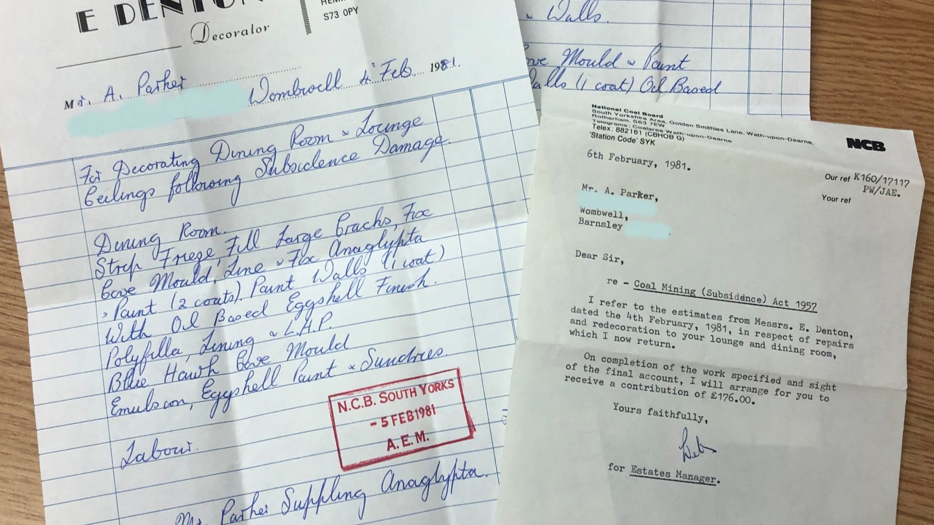 Subsidence Letters - National Coal Mining Museum