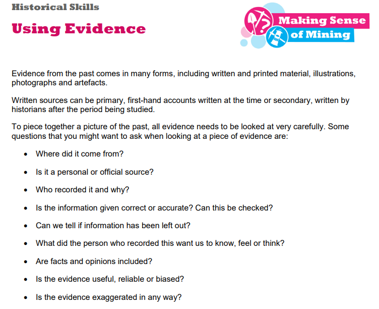 Historical Skills: Using Evidence - National Coal Mining Museum