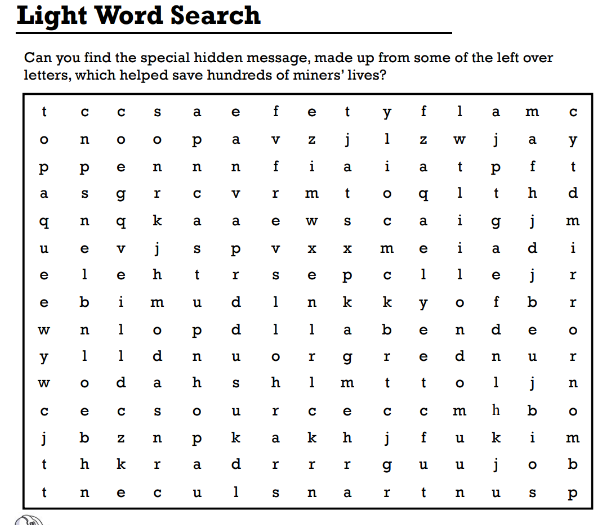 Light Word Search - National Coal Mining Museum